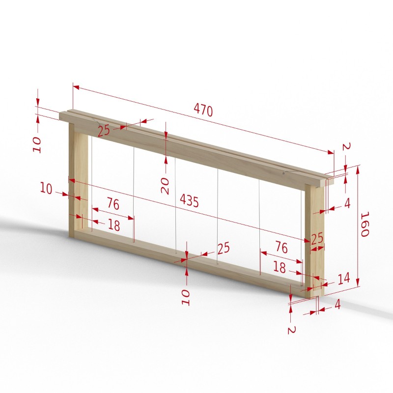 Cadre de hausse Dadant droit 6 fils verticaux inox